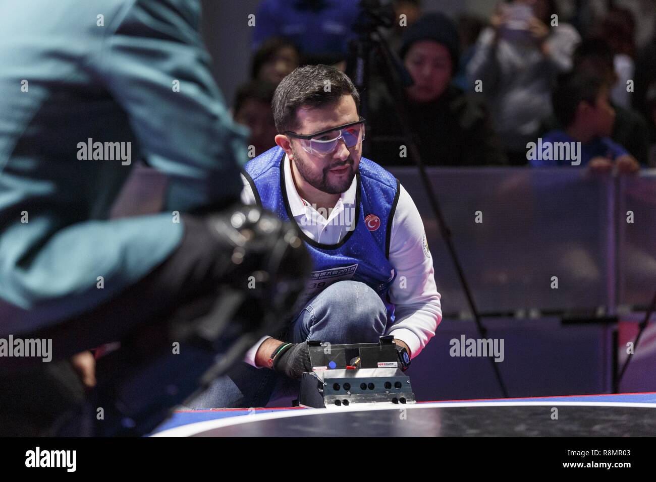 Tokyo, Japan. 16th Dec, 2018. A robot operator competes during the ...
