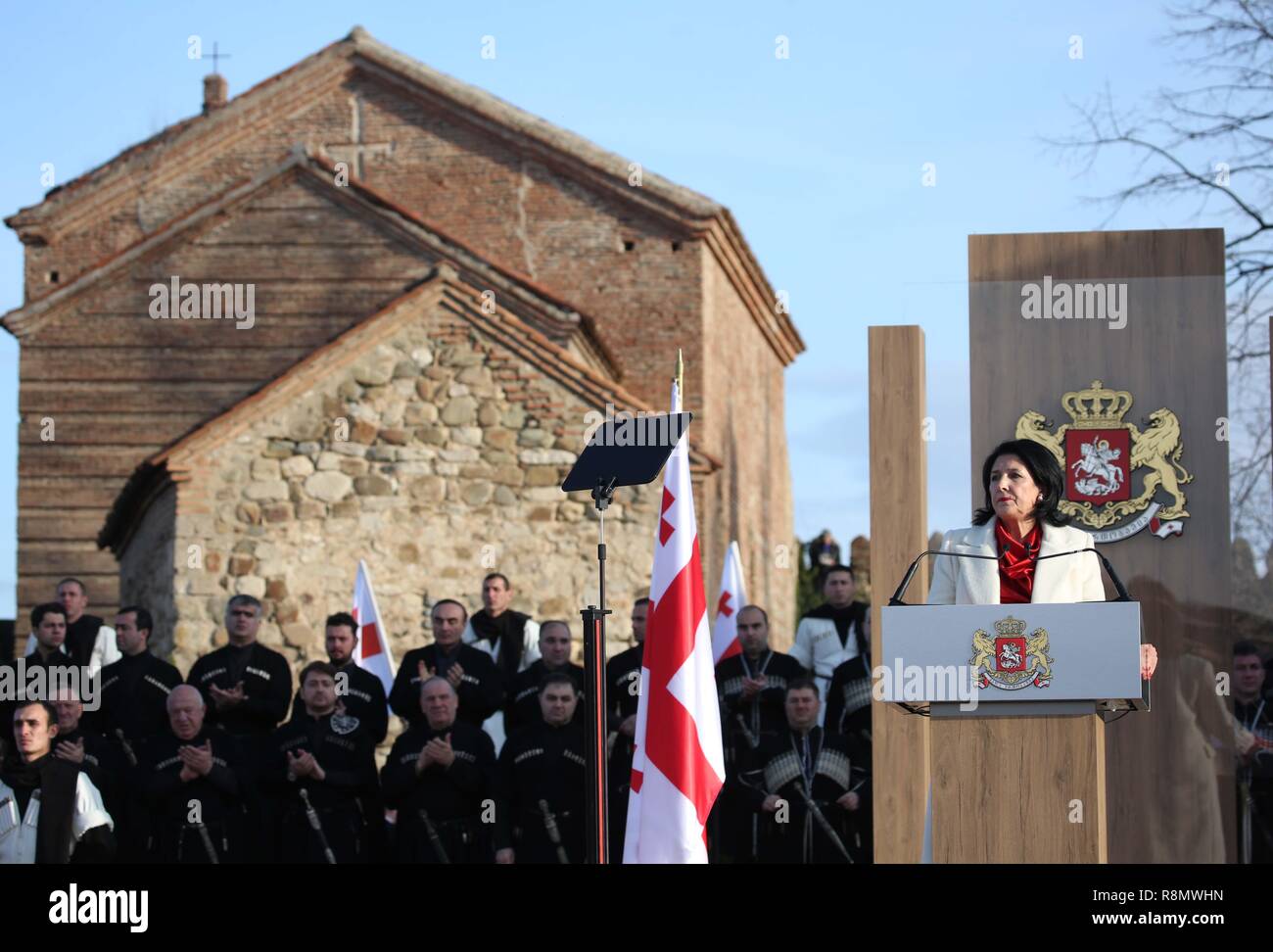 Tbilisi, Georgia. 16th Dec, 2018. Salome Zurabishvili (Front) delivers ...