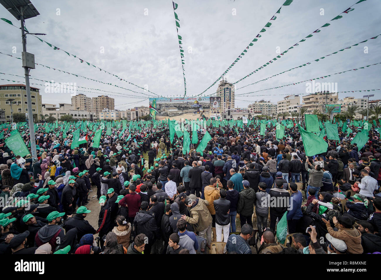 Gaza, gaza, Gaza. 16th Dec, 2018. A huge crowd of Palestinians seen ...