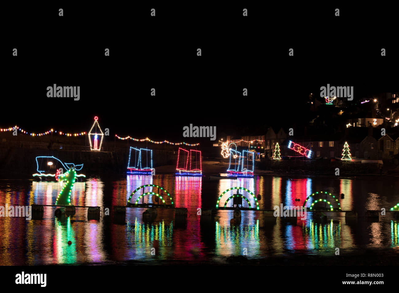 Xmas lights mousehole cornwall hi-res stock photography and images - Alamy
