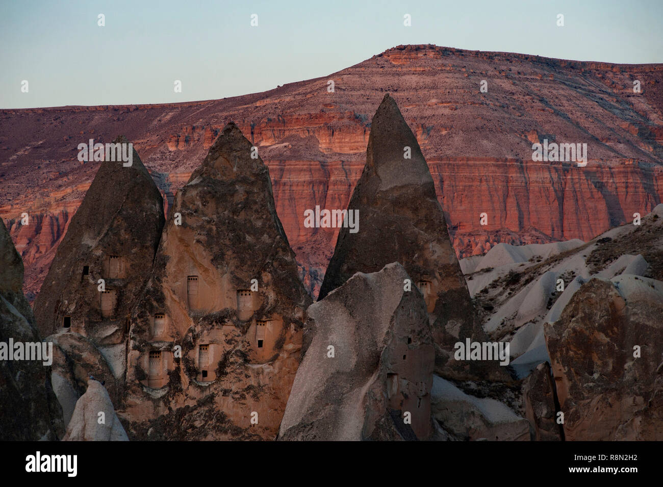 Volcanic rock formations seen at the Rose Valley in Cappadocia at ...