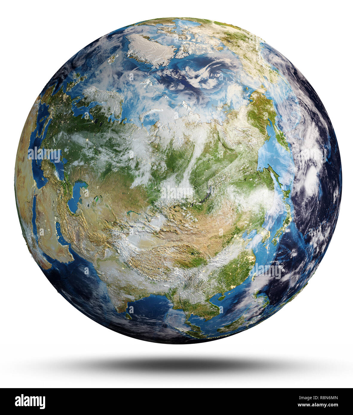 Earth white isolated. Elements of this image furnished by NASA. 3d ...