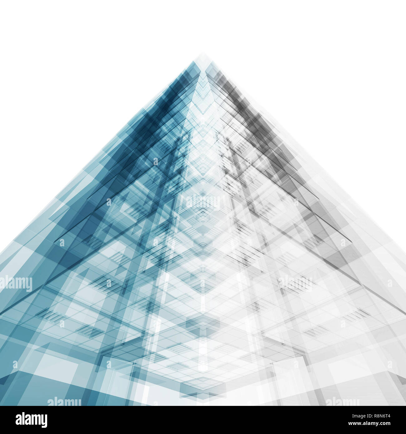 Abstract building concept. White isolated. 3d rendering Stock Photo - Alamy