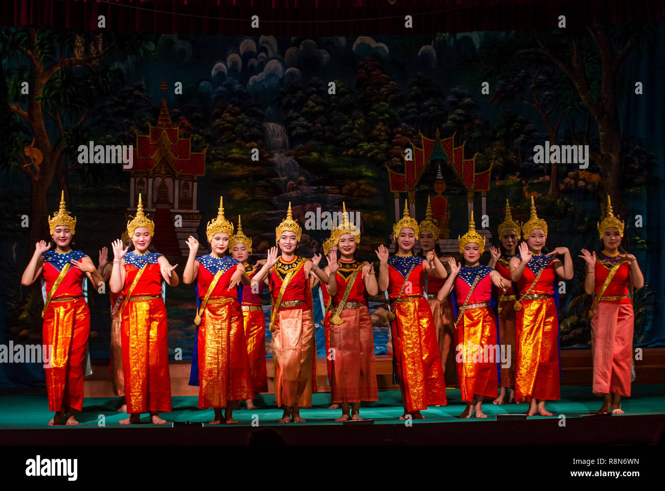 Laotian dancers perform in the Royal Ballet Theatre in Luang Prabang ...