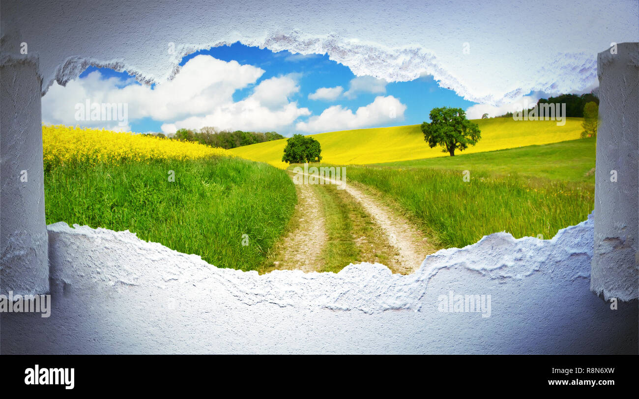 View on a spring landscape Stock Photo - Alamy