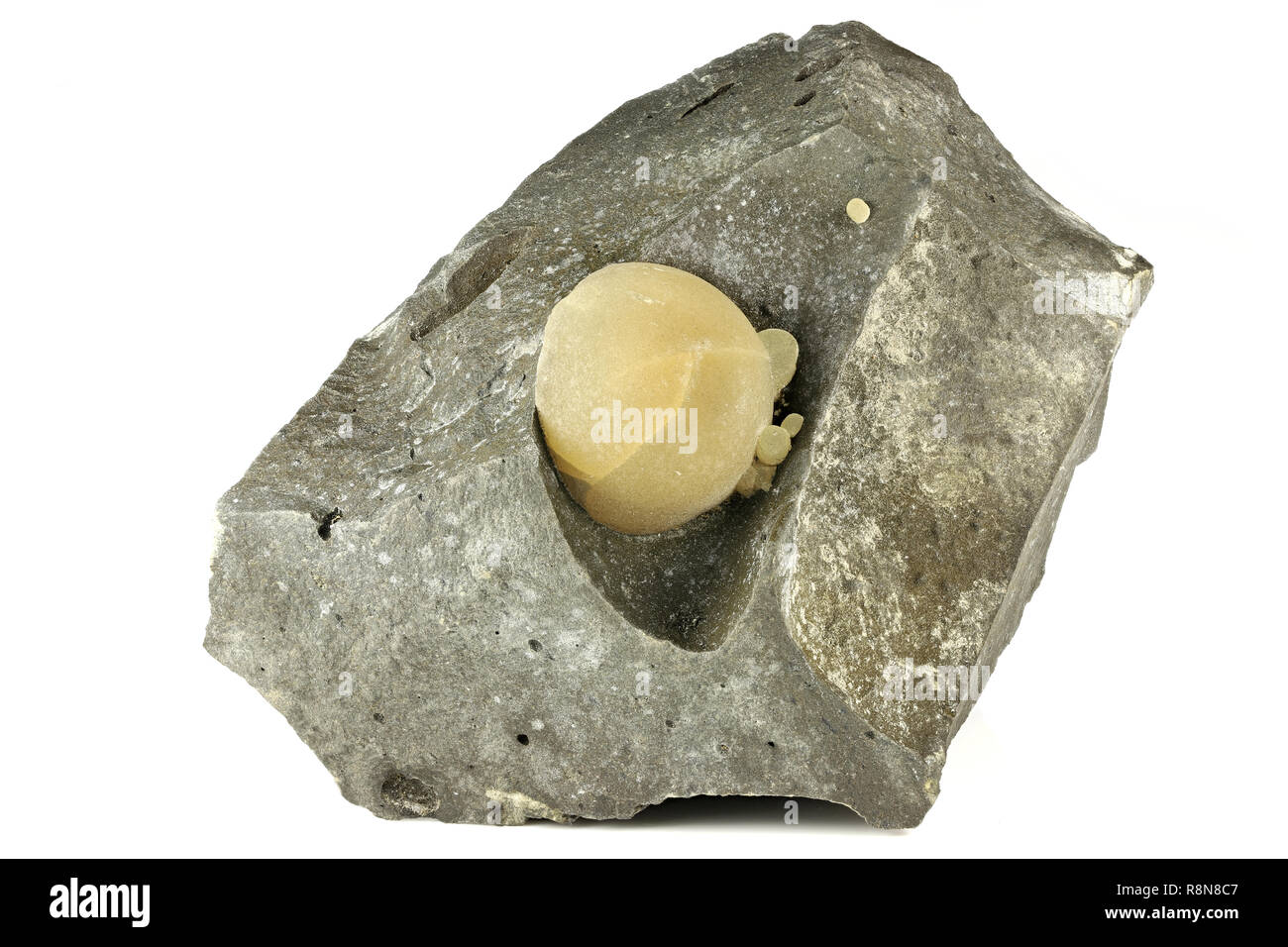 calcite from Montalto di Castro, Italy nestled in basalt matrix ...