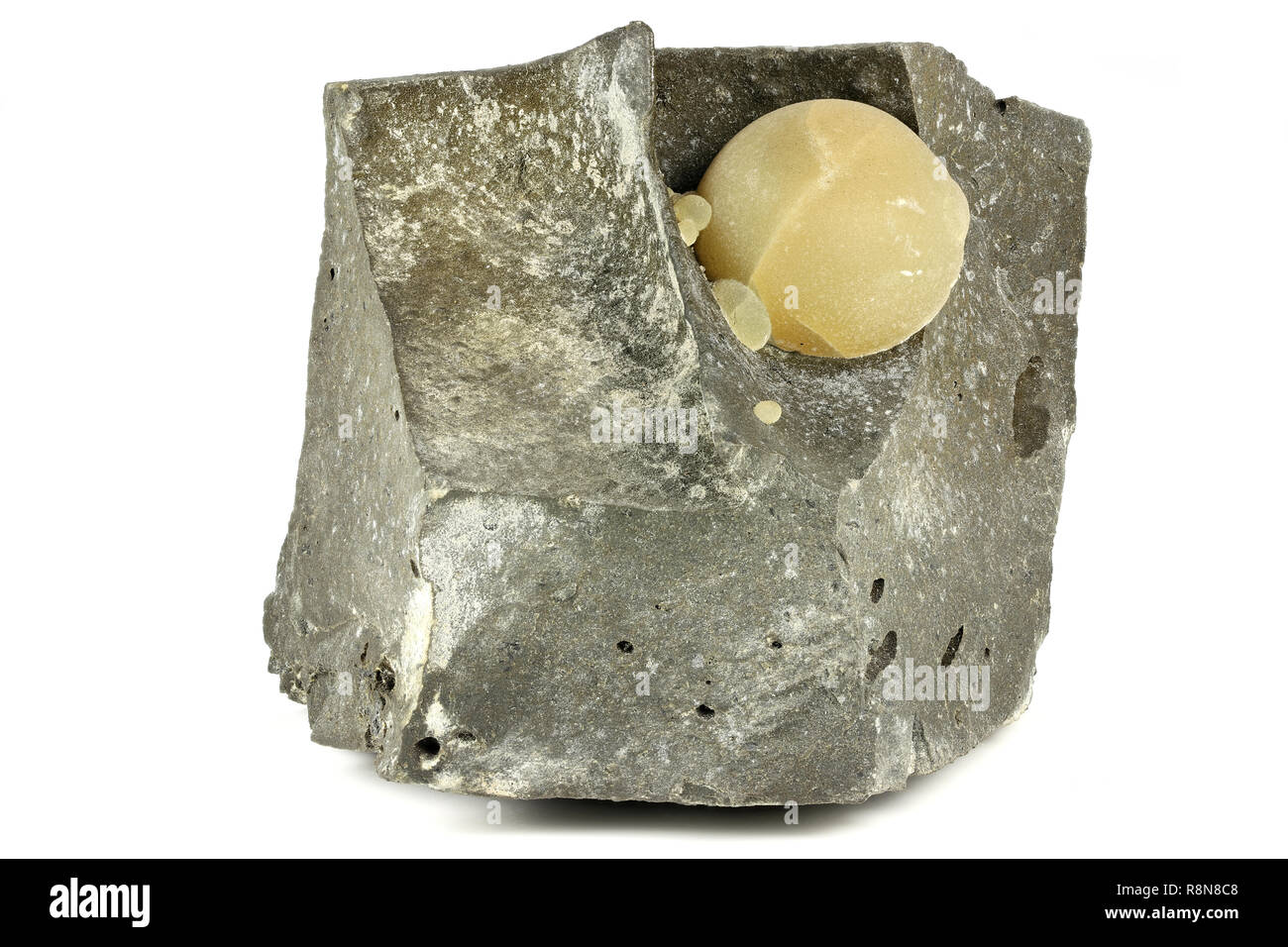 calcite from Montalto di Castro, Italy nestled in basalt matrix ...