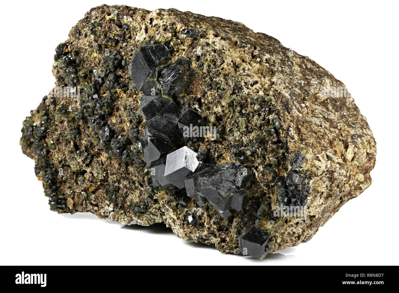 melanite from Imilchil, Morocco isolated on white background Stock ...