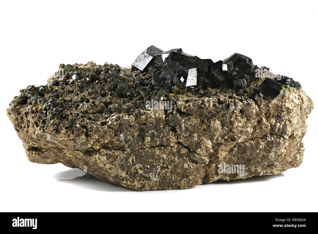 melanite from Imilchil, Morocco isolated on white background Stock ...