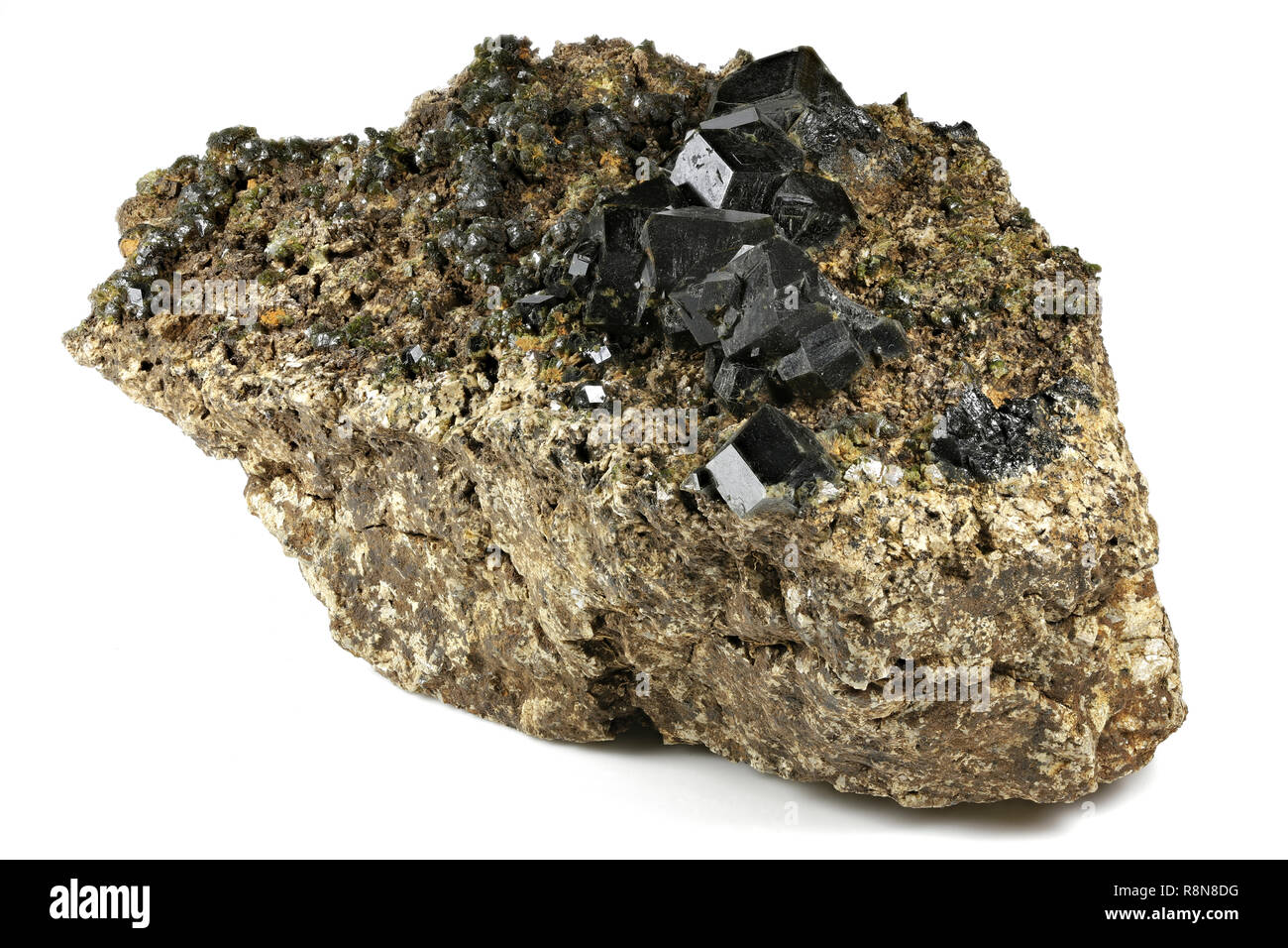 melanite from Imilchil, Morocco isolated on white background Stock ...