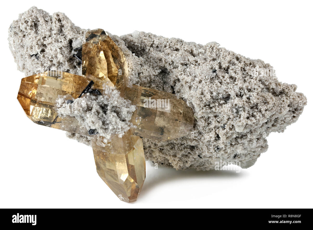 topaz on volcanic rhyolite matrix from Thomas Range, Utah isolated on ...