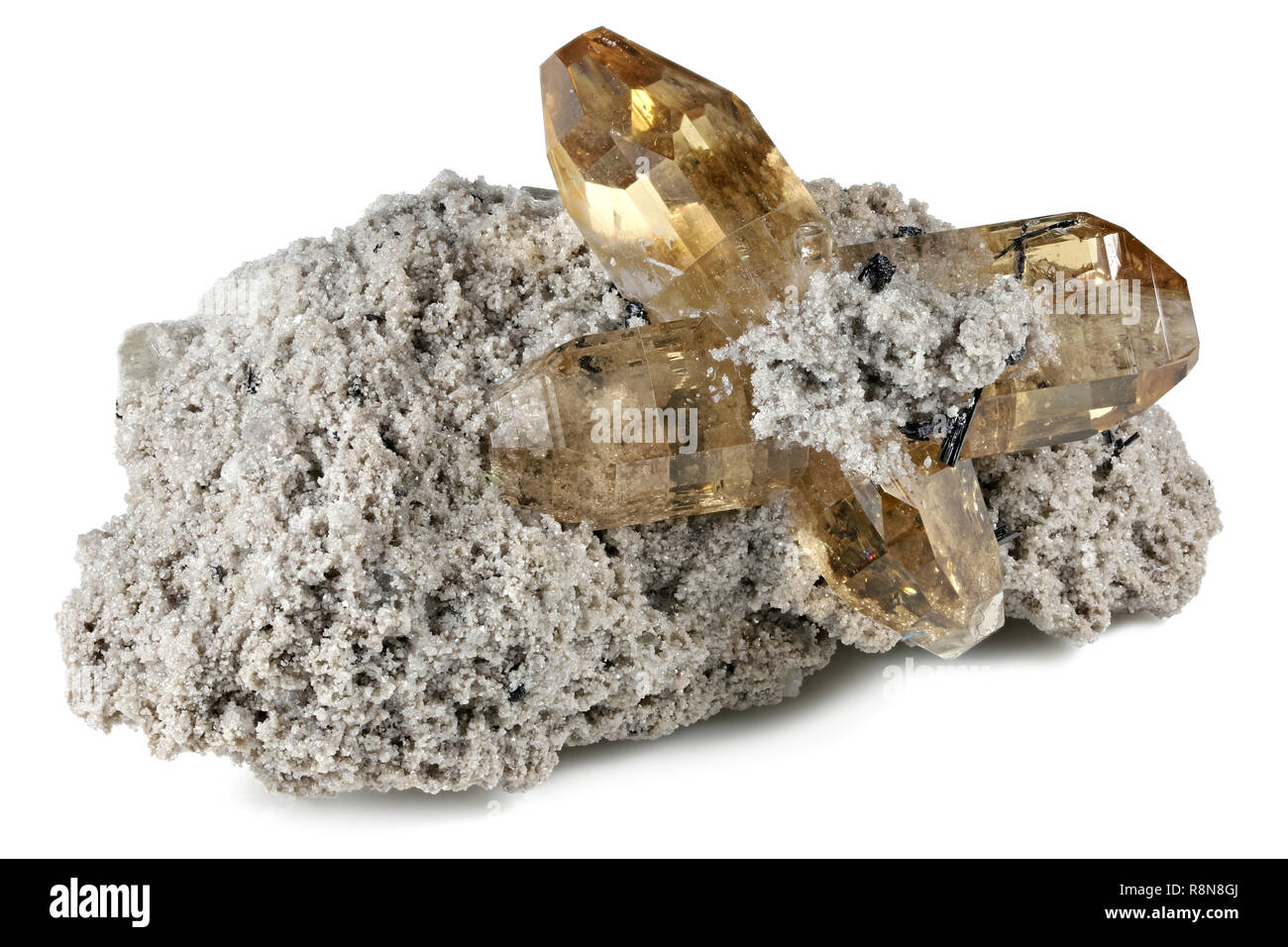 topaz on volcanic rhyolite matrix from Thomas Range, Utah isolated on ...