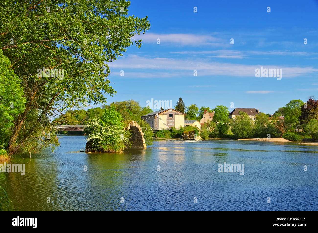 Dole old roman bridge and river Doubs, France Stock Photo - Alamy