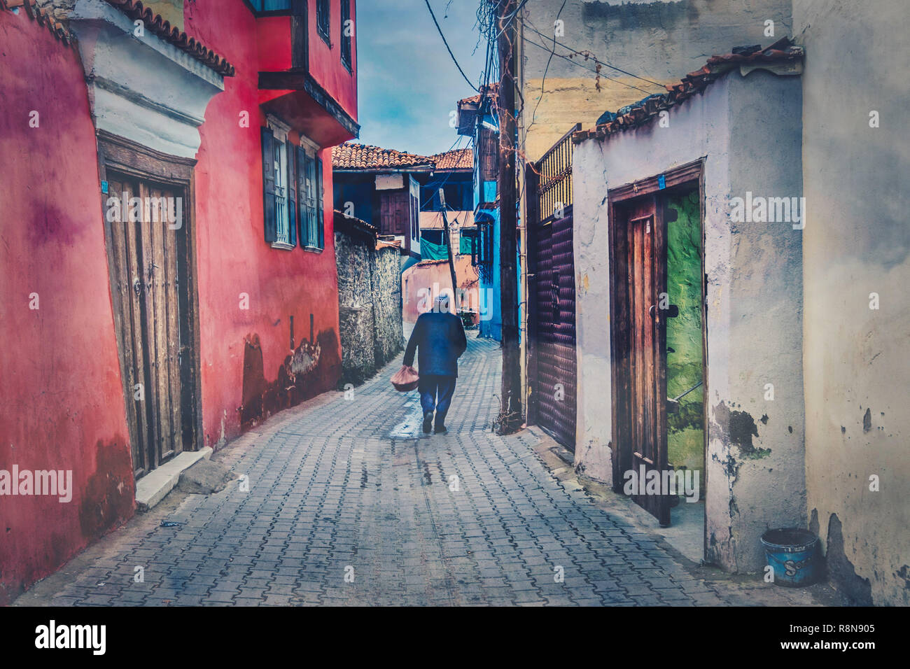 Old and colorful houses on the side of narrow streets Stock Photo - Alamy