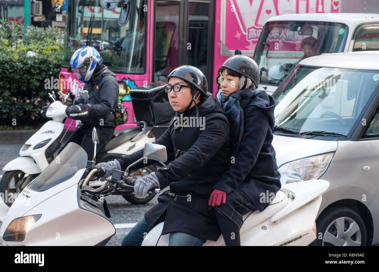 Moped riders in Shinjuku, Tokyo, Japan Stock Photo - Alamy