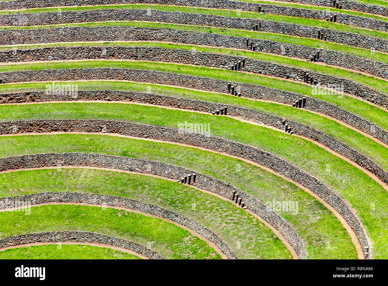 Close-up of terraces at the archeological Inca site in Moray, Sacred ...
