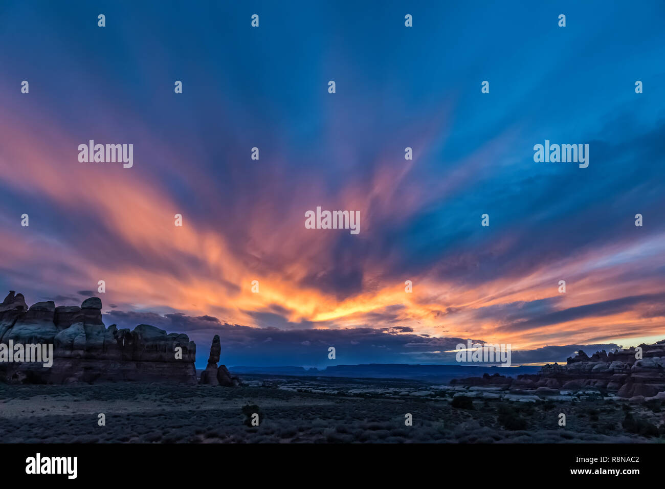 Sunset from a backpacking campsite along the Chesler Park Loop Trail in ...
