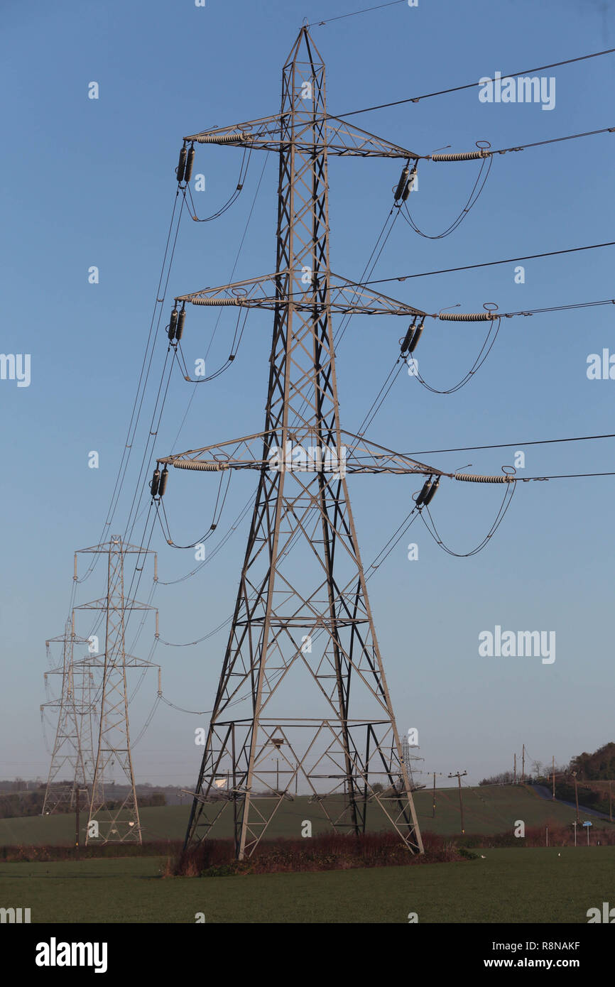 Electric Pylons in the countryside Stock Photo - Alamy