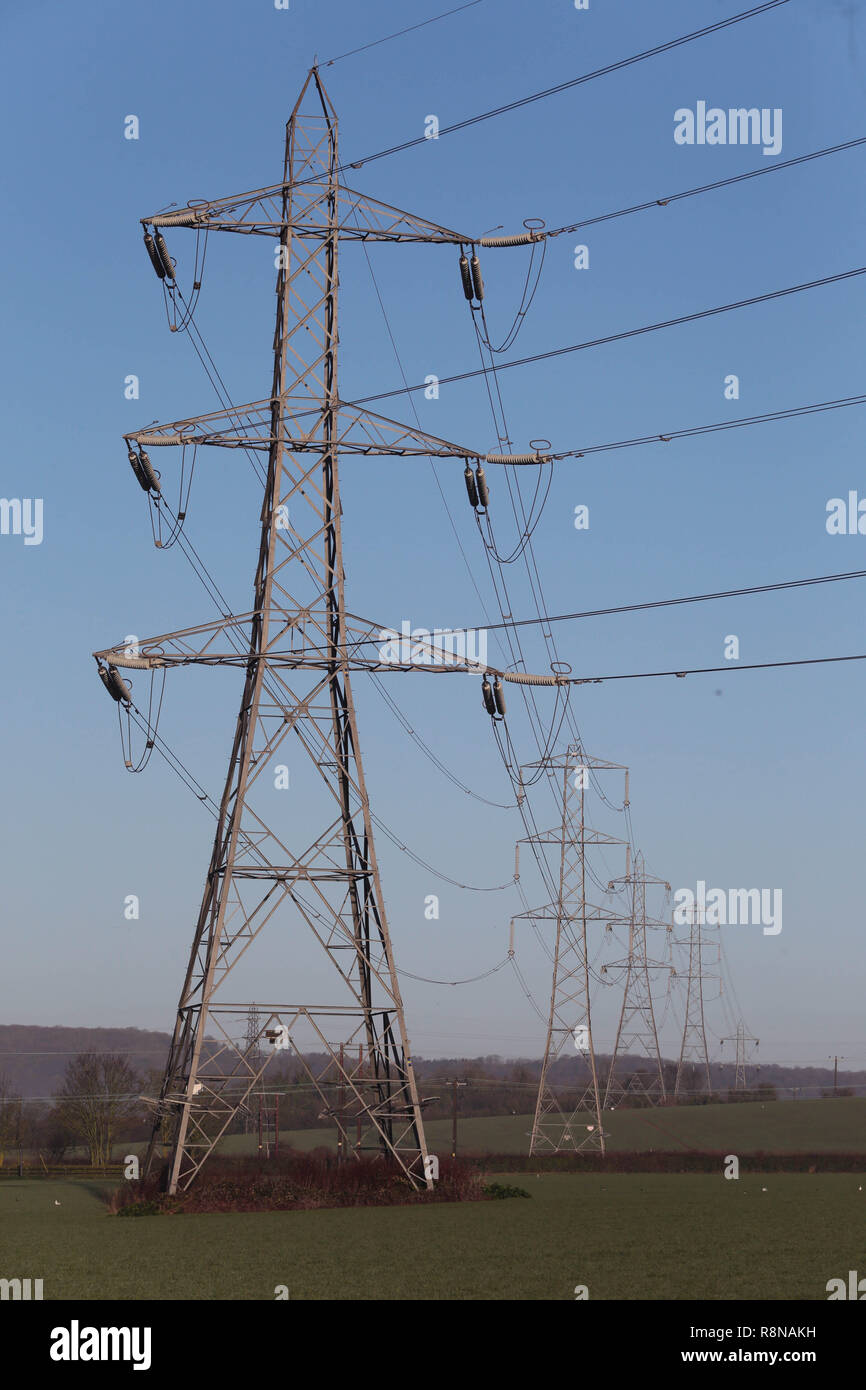 High voltage pylons in the countryside hi-res stock photography and ...