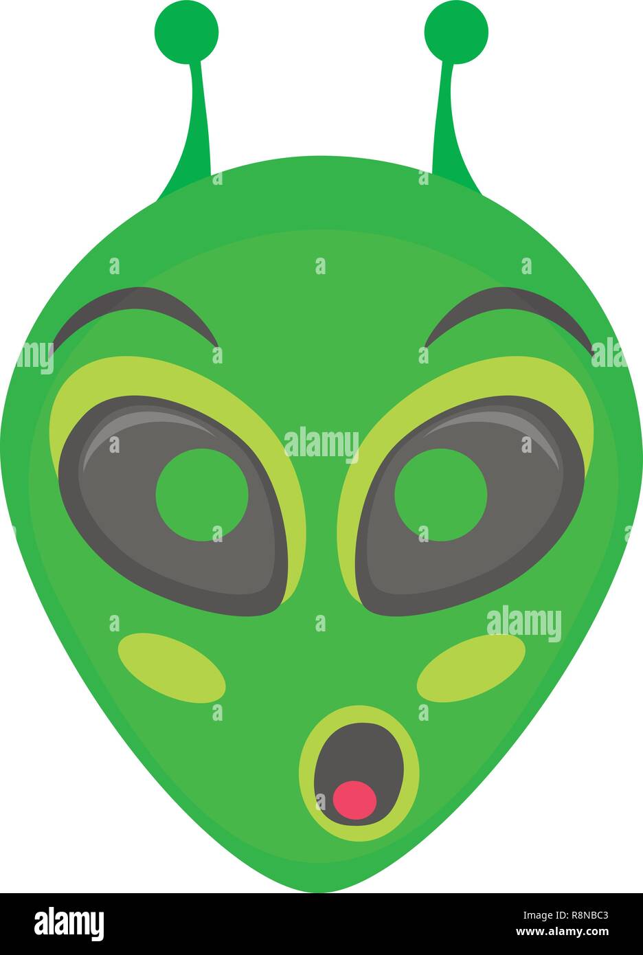 Alien face emoji. Alien green head - OMG. Humanoid vector illustration Stock Vector Image & Art ...