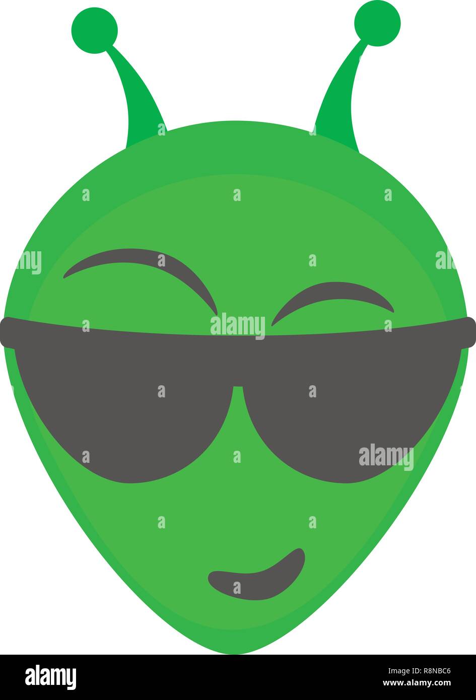 Alien face emoji. Alien green head - Win. Humanoid vector illustration ...