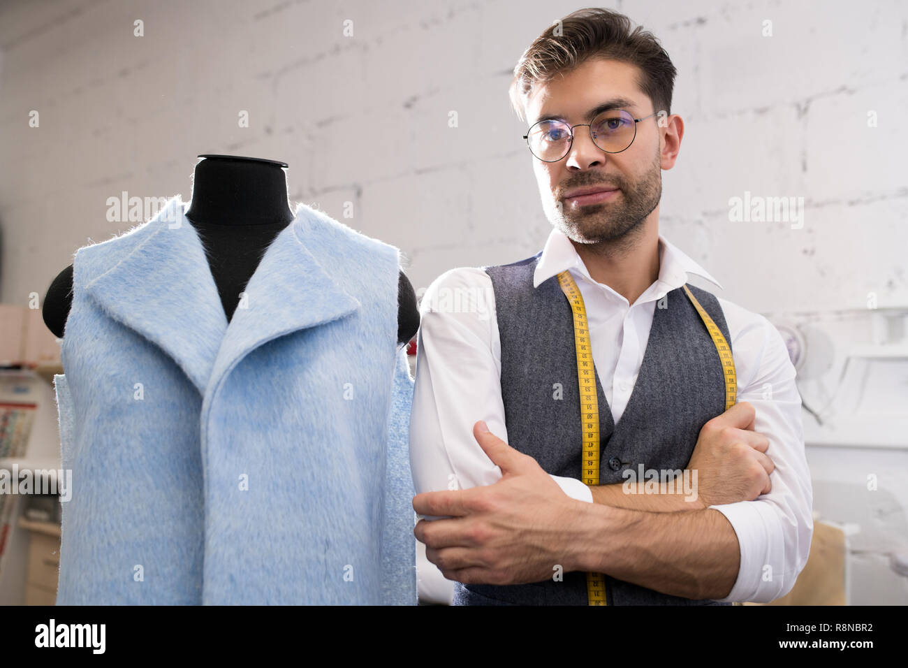 Handsome Male Tailor Posing Stock Photo - Alamy