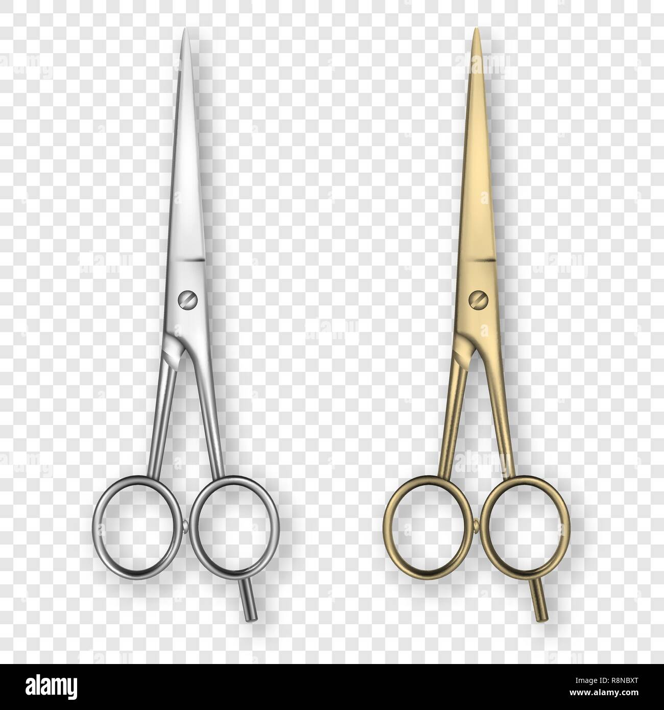 Vector 3d Realistic Silver and Gold Metal Closed Stationery Scissor ...