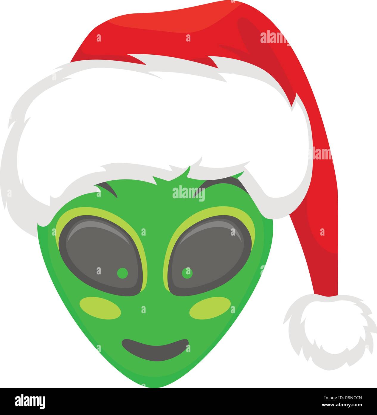 Alien face emoji. Alien green head in santa hat - Smile. Humanoid ...