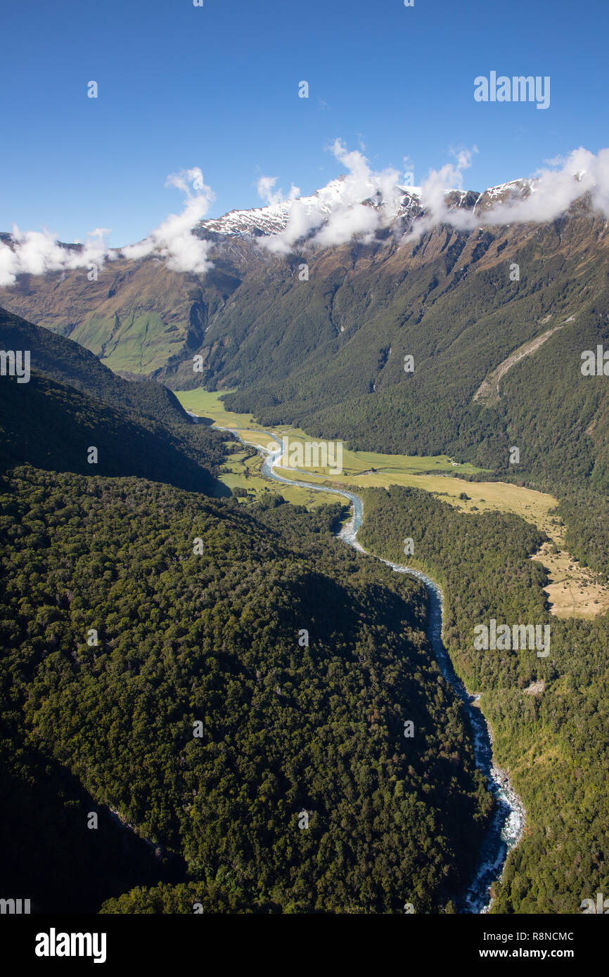 Aerial of Mt Aspiring National Park, South Island, New Zealand Stock ...