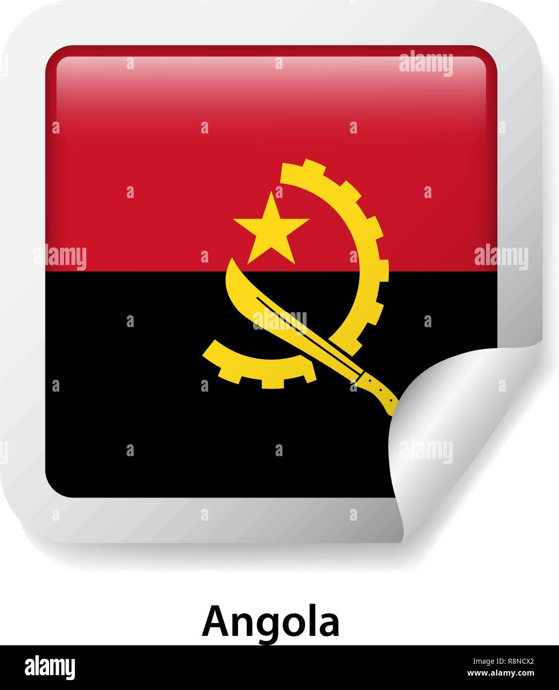 Flag of Angola. Round glossy sticker Stock Vector Image & Art - Alamy