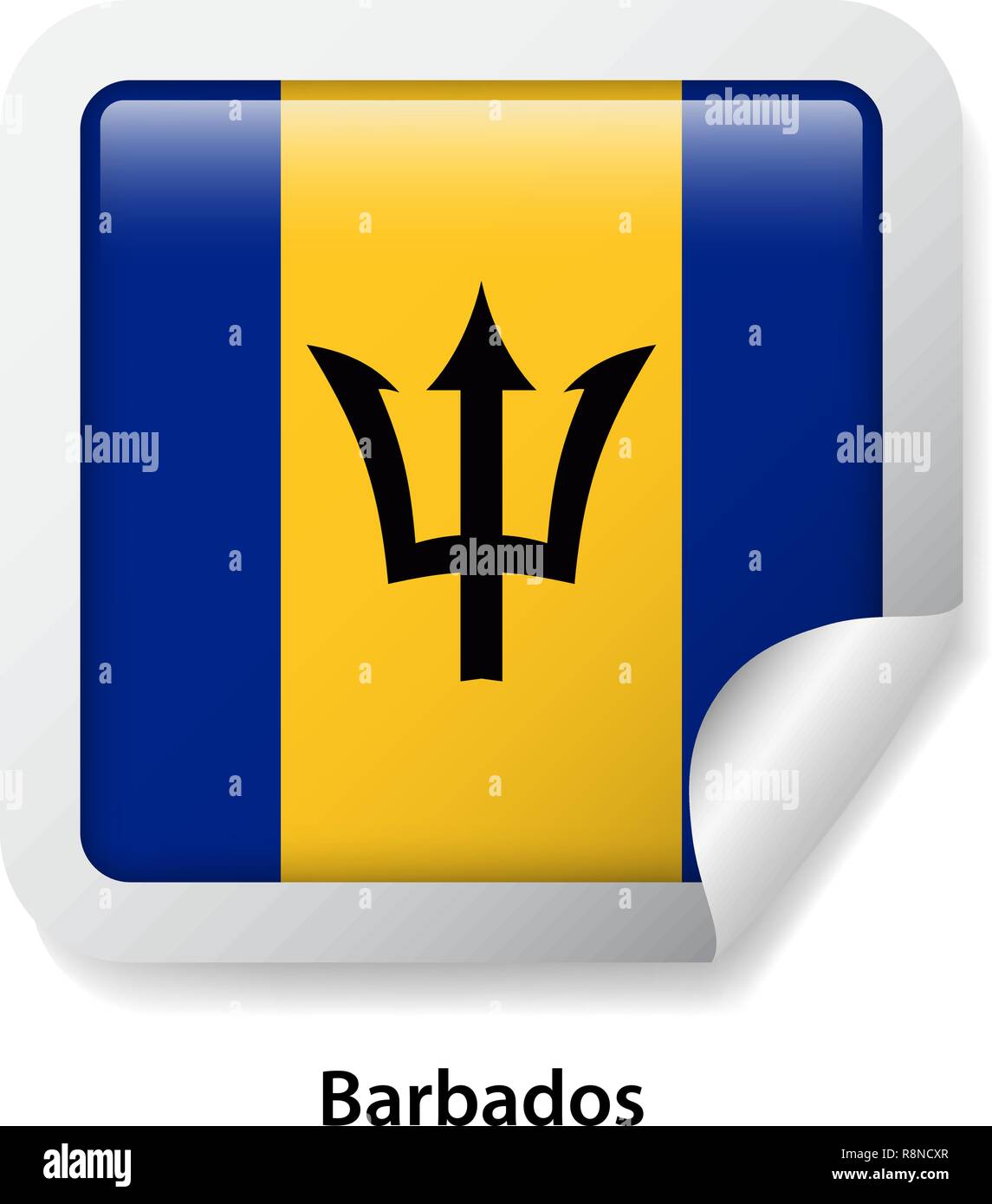 Flag of Barbados. Round glossy sticker Stock Vector Image & Art - Alamy