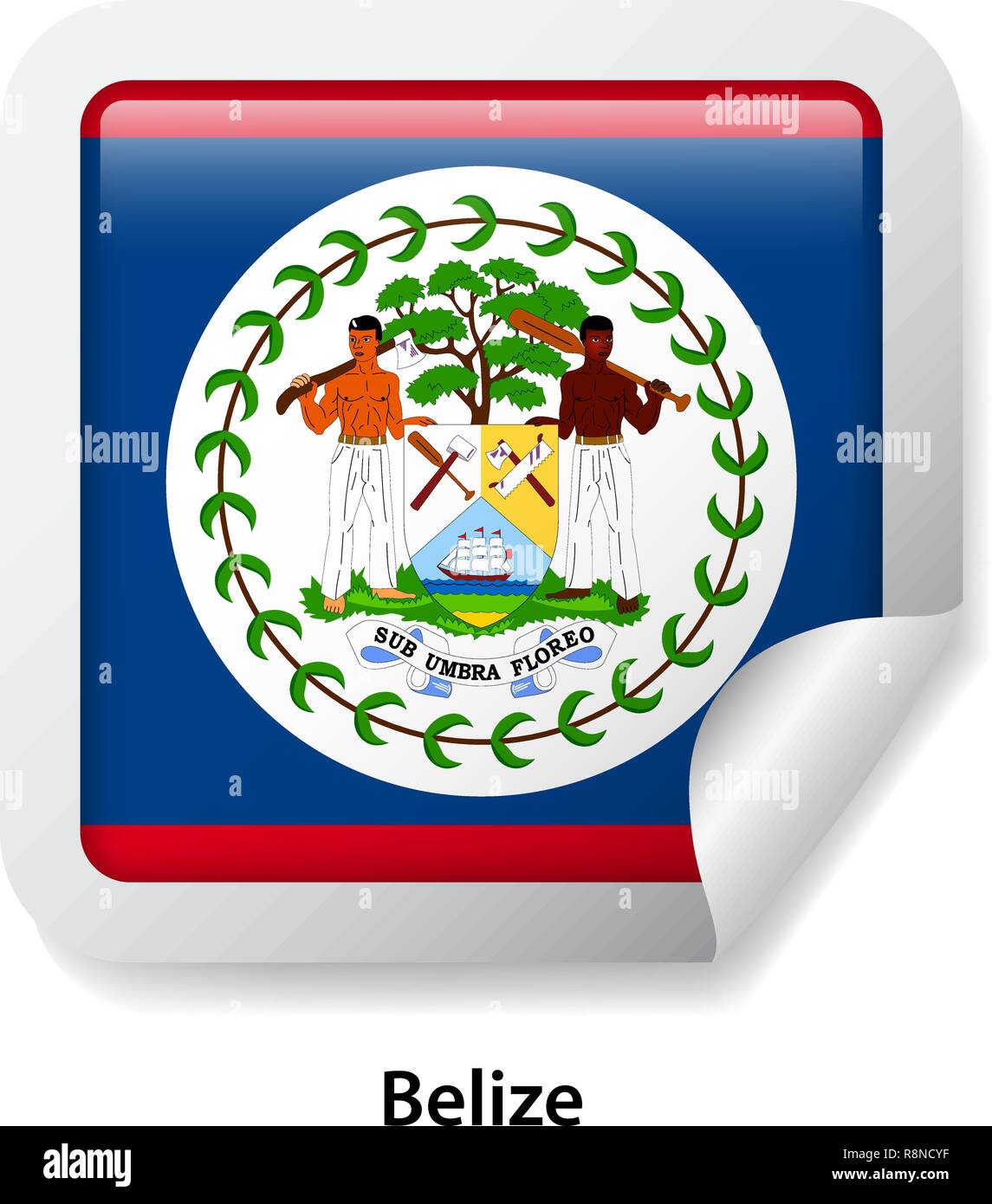 Flag of Belize. Round glossy sticker Stock Vector Image & Art - Alamy