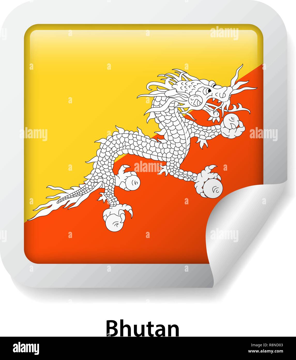 Flag of Bhutan. Round glossy sticker Stock Vector Image & Art - Alamy