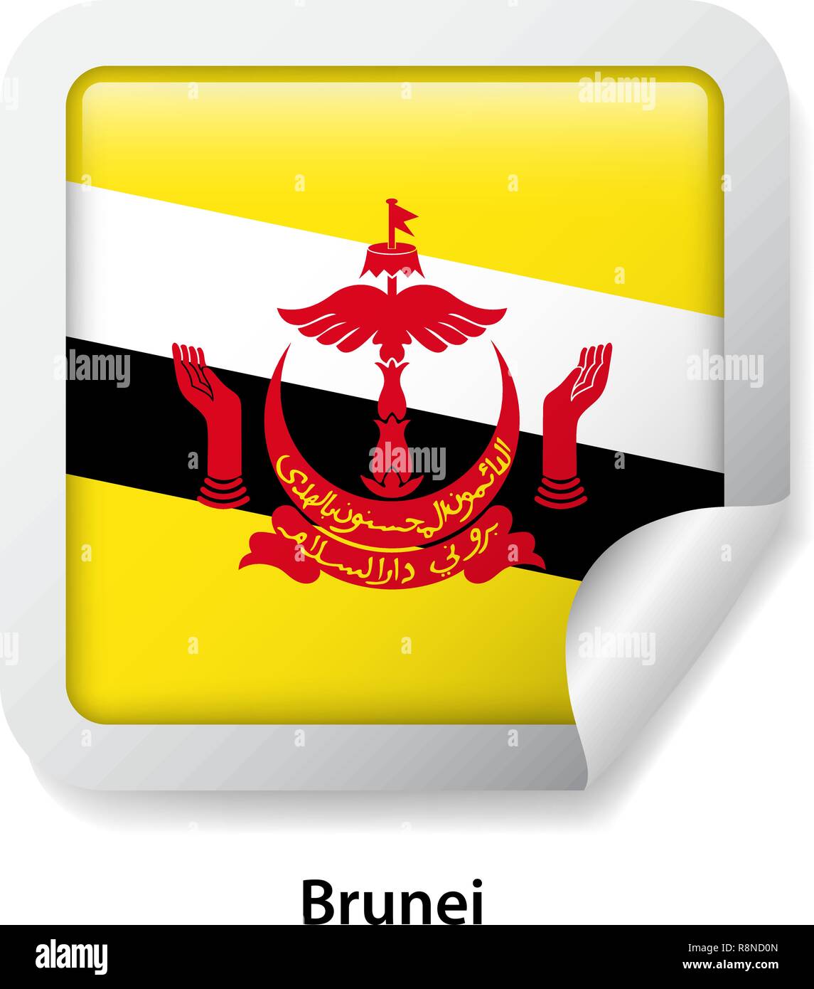 Flag of Brunei. Round glossy sticker Stock Vector Image & Art - Alamy