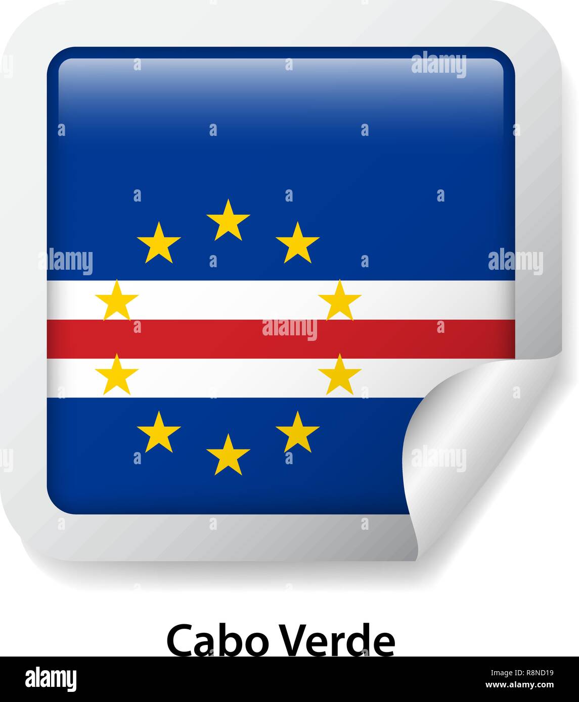 Flag of Cabo Verde. Round glossy sticker Stock Vector Image & Art - Alamy