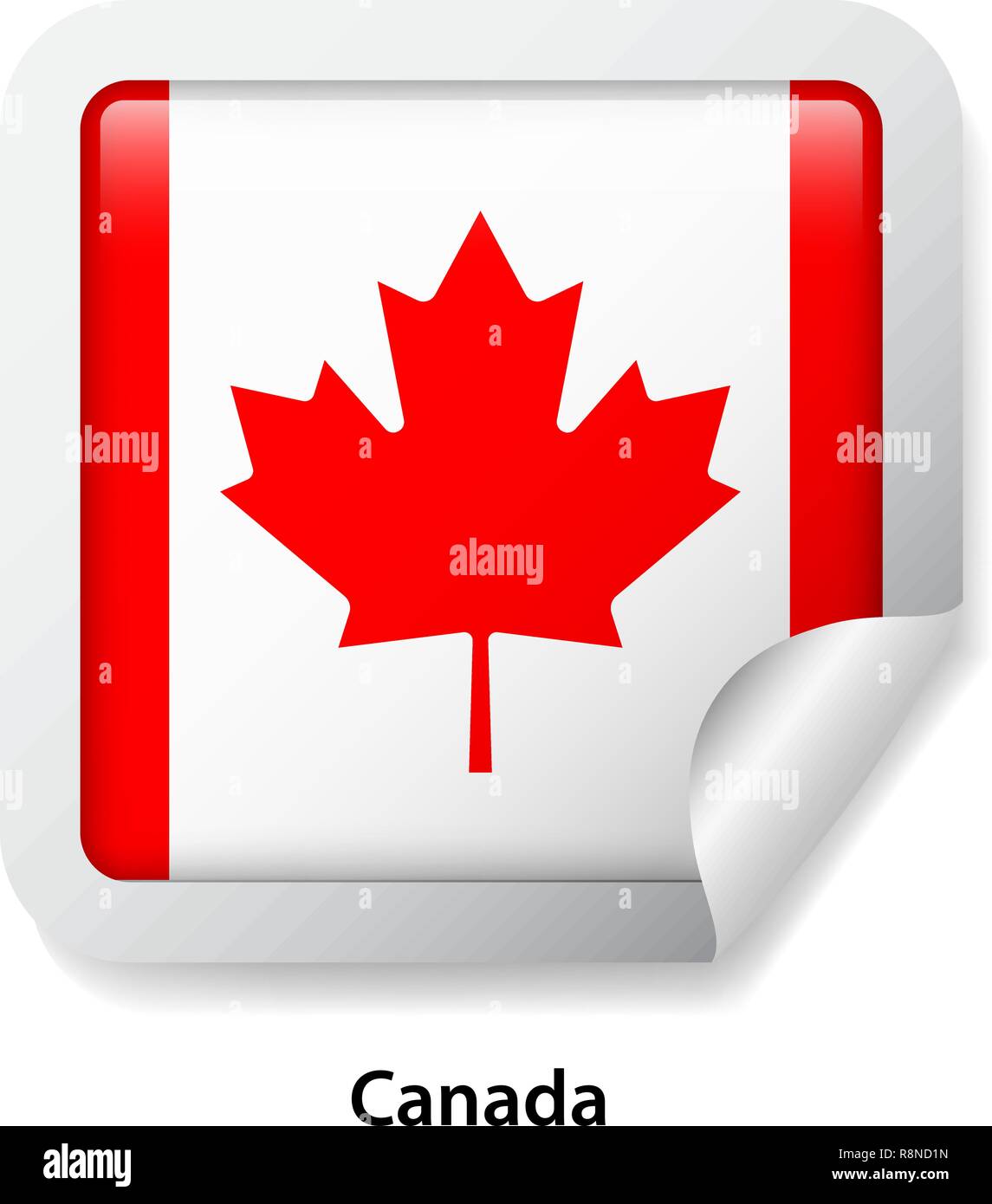 Flag of Canada. Round glossy sticker Stock Vector Image & Art - Alamy