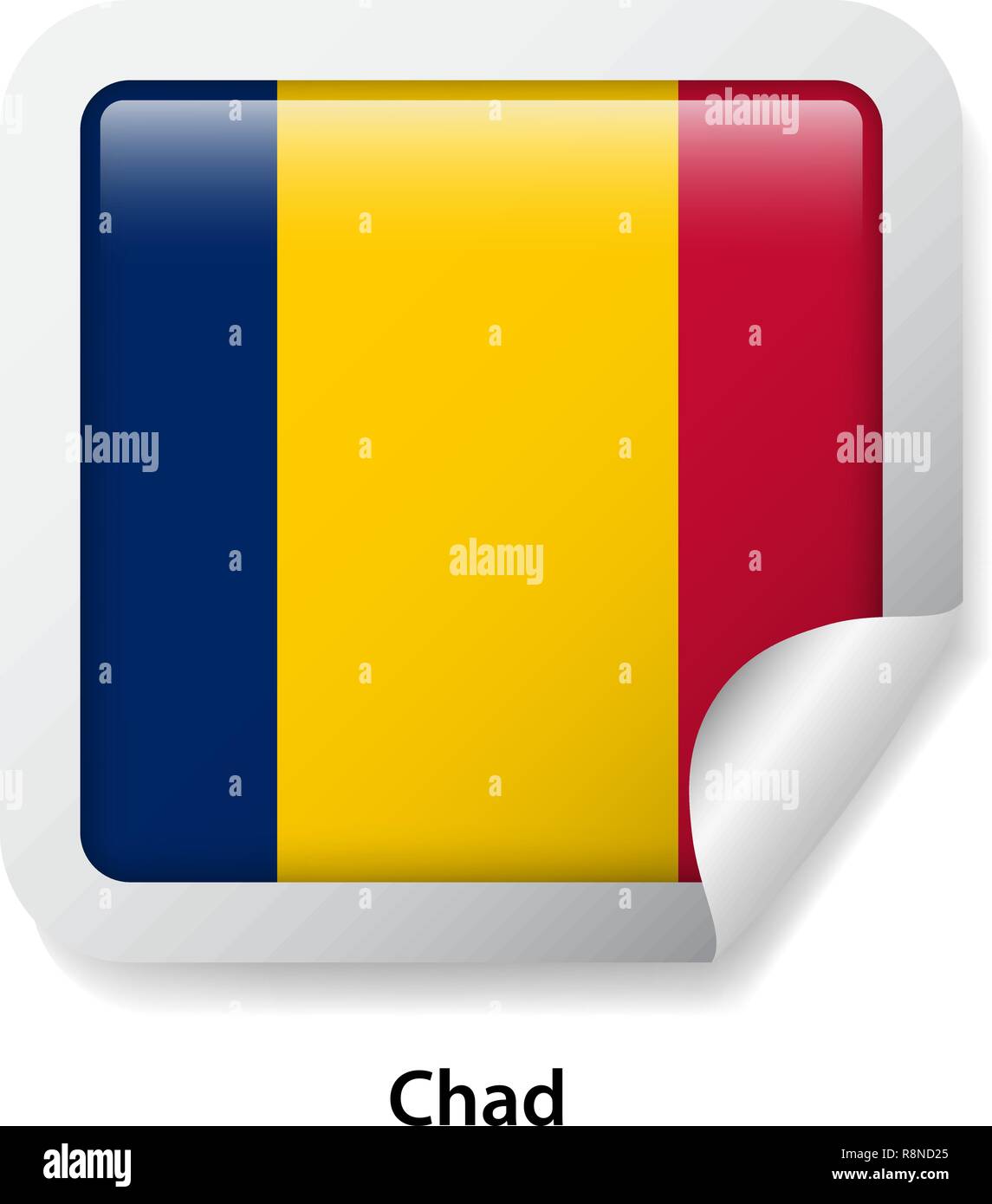Flag of Chad. Round glossy sticker Stock Vector Image & Art - Alamy