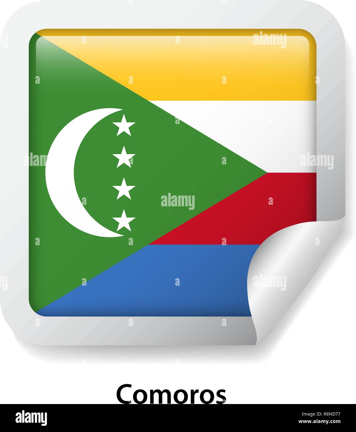 Flag of Comoros. Round glossy sticker Stock Vector Image & Art - Alamy