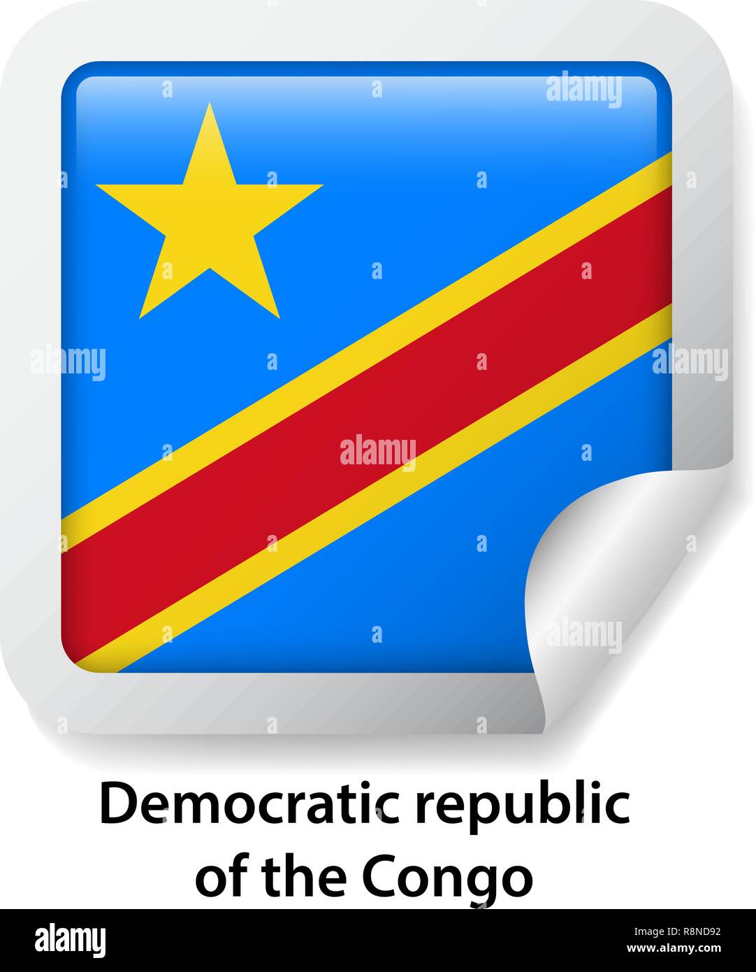 Flag of Democratic Republic of the Congo. Round glossy sticker Stock ...
