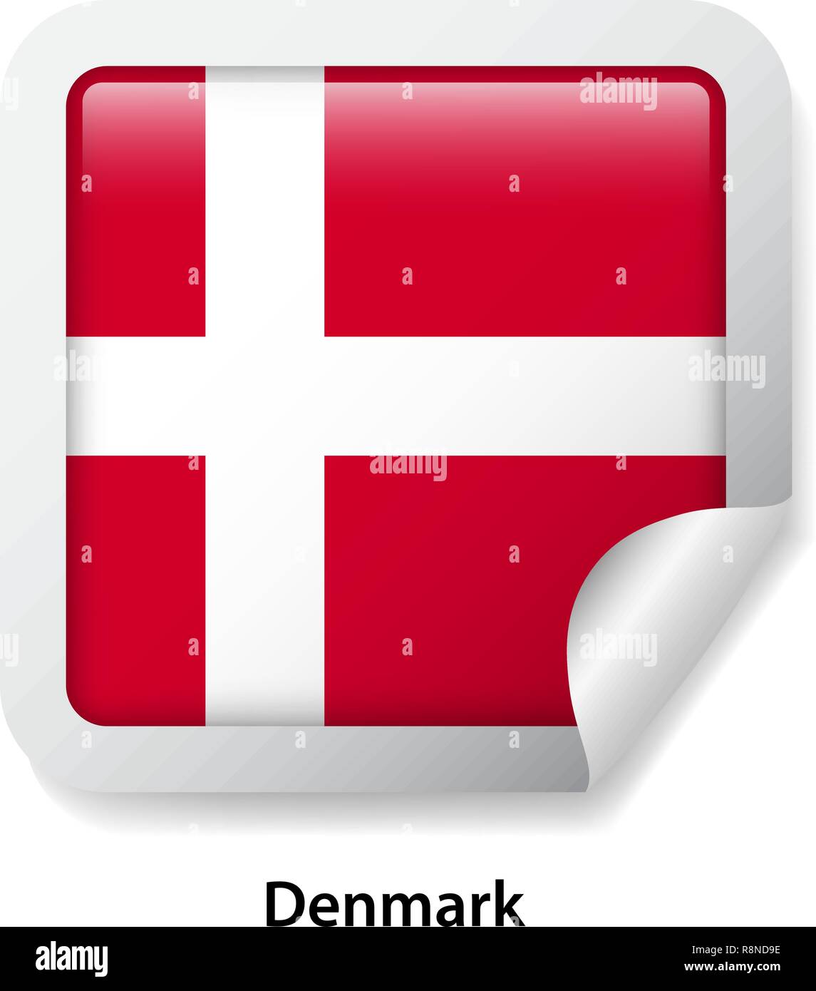 Flag of Denmark. Round glossy sticker Stock Vector Image & Art - Alamy
