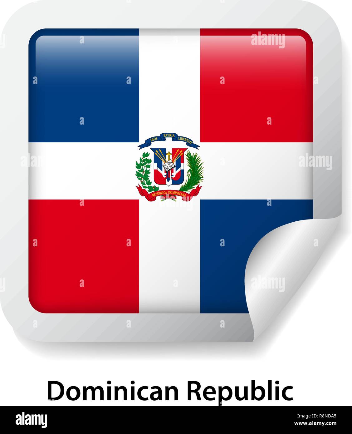 Flag of Dominican Republic. Round glossy sticker Stock Vector Image ...