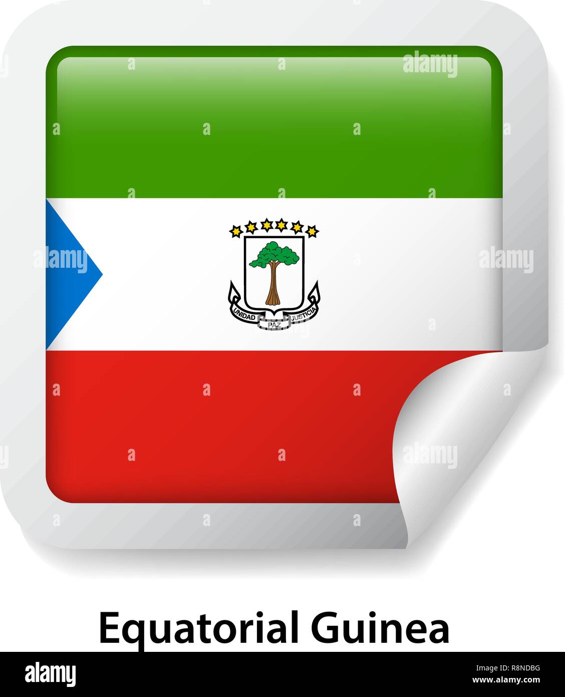 Flag of Equatorial Guinea. Round glossy sticker Stock Vector Image ...