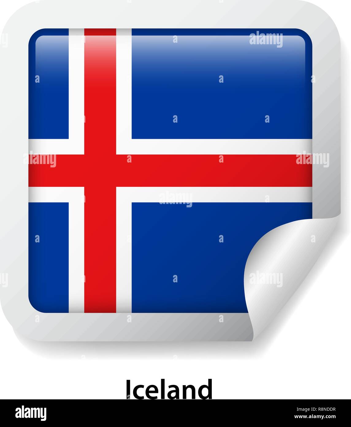 Flag of Iceland. Round glossy sticker Stock Vector Image & Art - Alamy