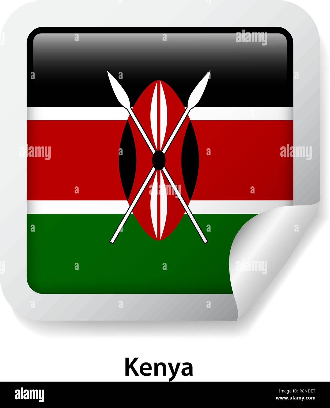 Flag of Kenya. Round glossy sticker Stock Vector Image & Art - Alamy