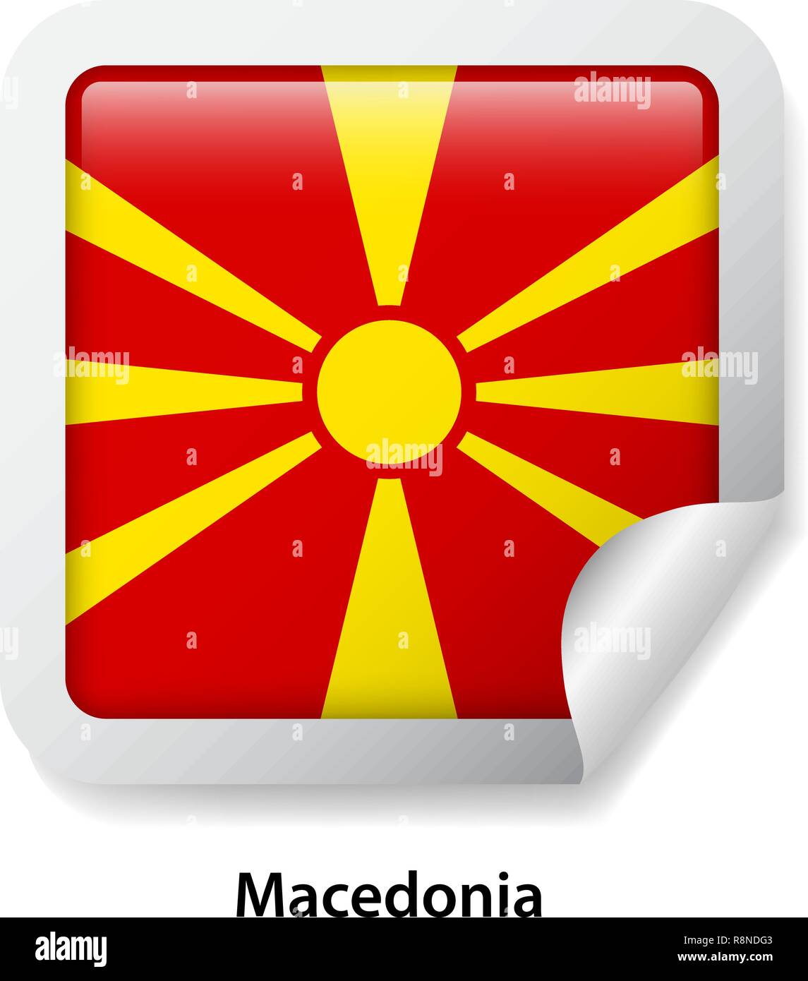 Flag of Macedonia. Round glossy sticker Stock Vector Image & Art - Alamy