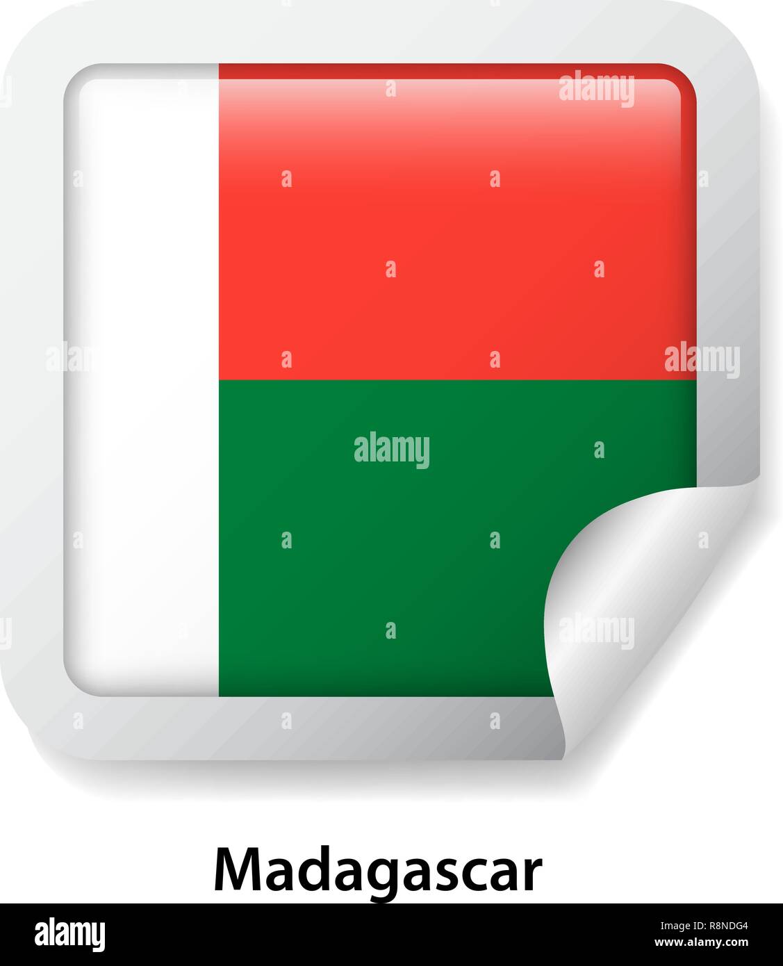 Flag of Madagascar. Round glossy sticker Stock Vector Image & Art - Alamy