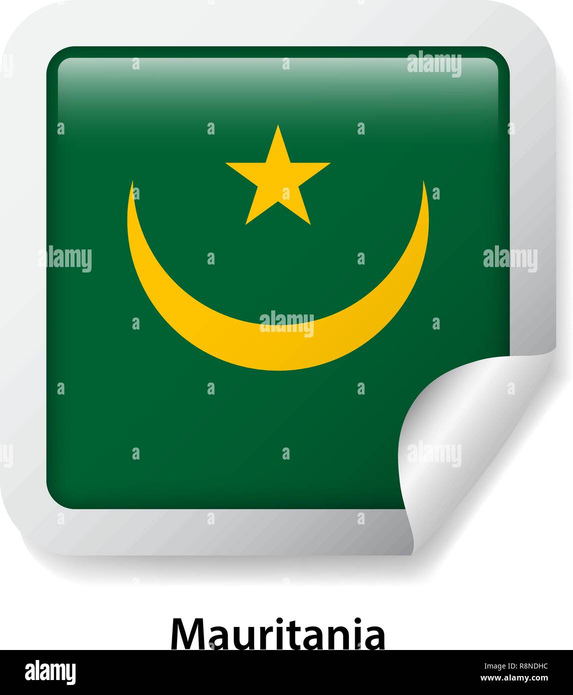 Flag of Mauritania. Round glossy sticker Stock Vector Image & Art - Alamy