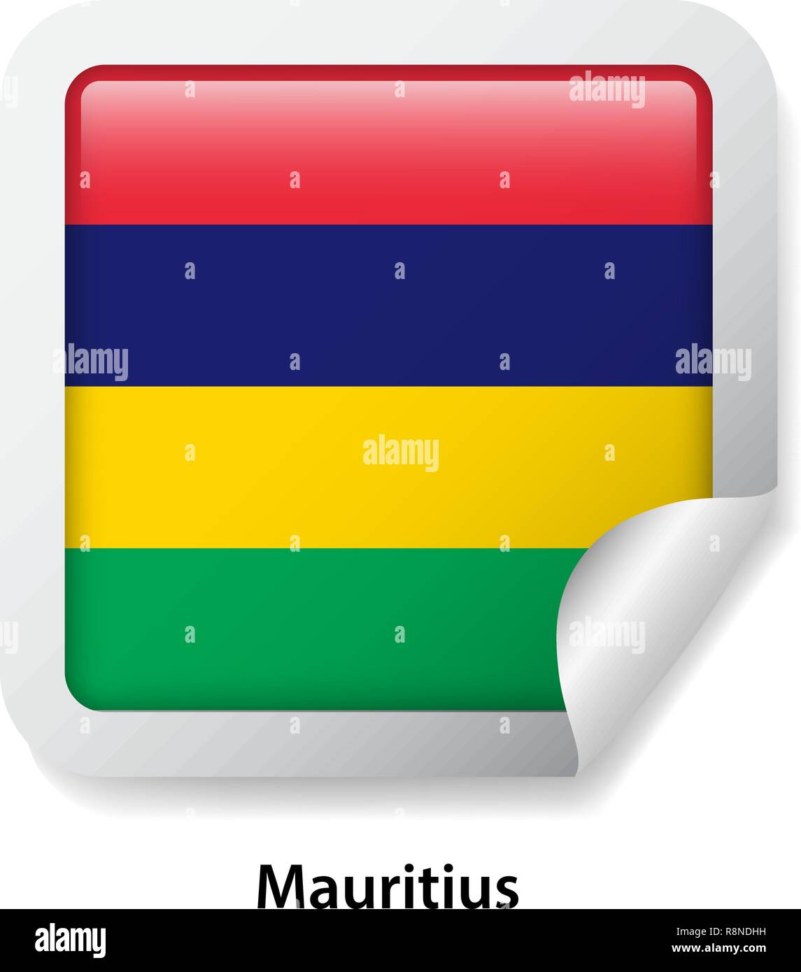 Flag of Mauritius. Round glossy sticker Stock Vector Image & Art - Alamy