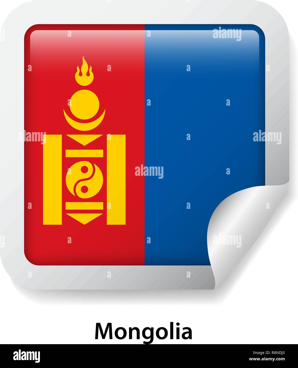 Flag of Mongolia. Round glossy sticker Stock Vector Image & Art - Alamy