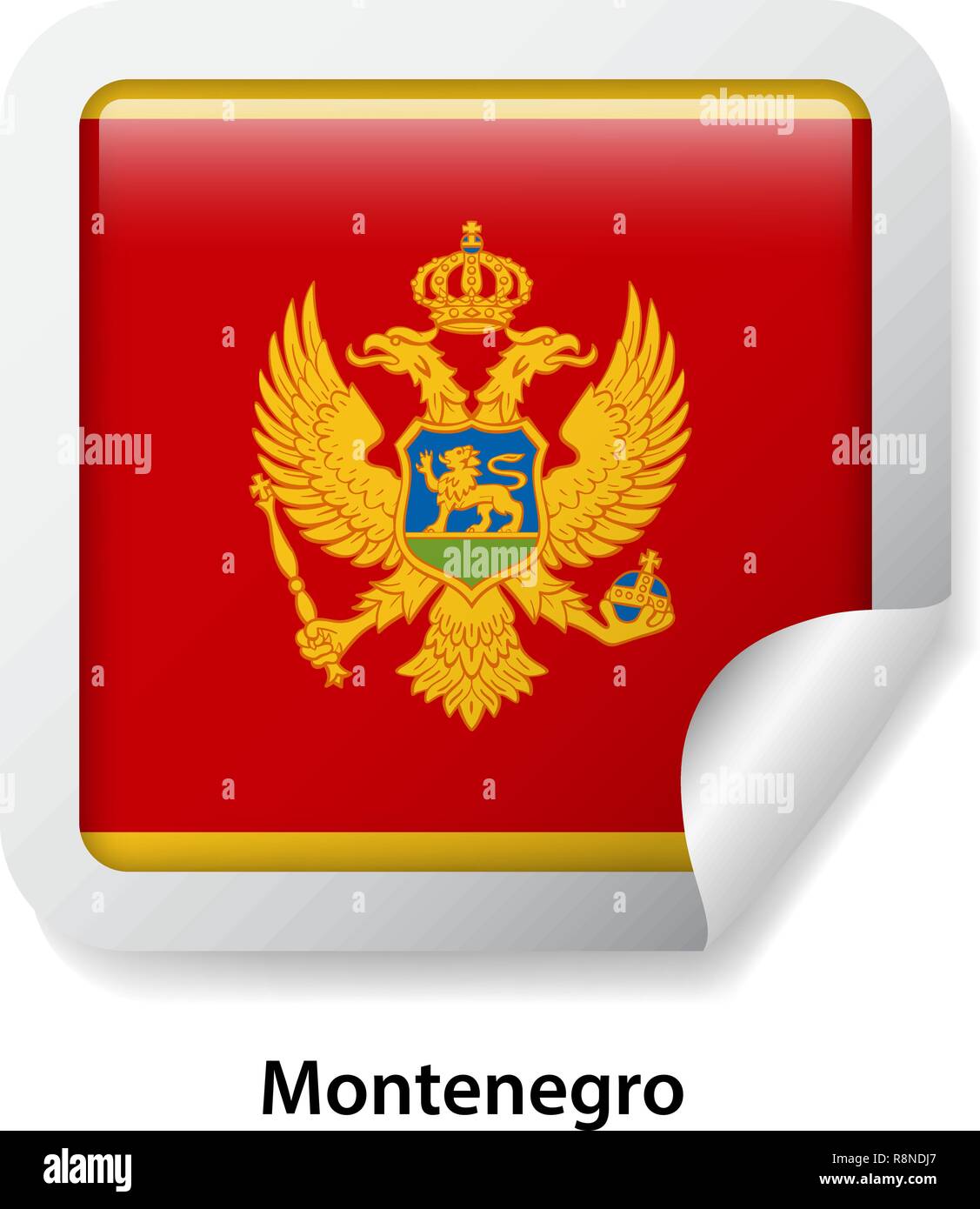 Flag of Montenegro. Round glossy sticker Stock Vector Image & Art - Alamy